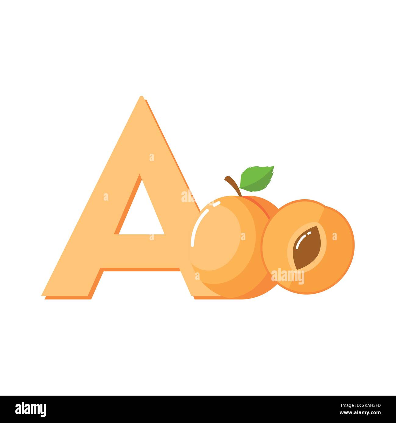 Apricot, Fruit Alphabet, Clip Art Vector, Illustration for kids, Letter ...