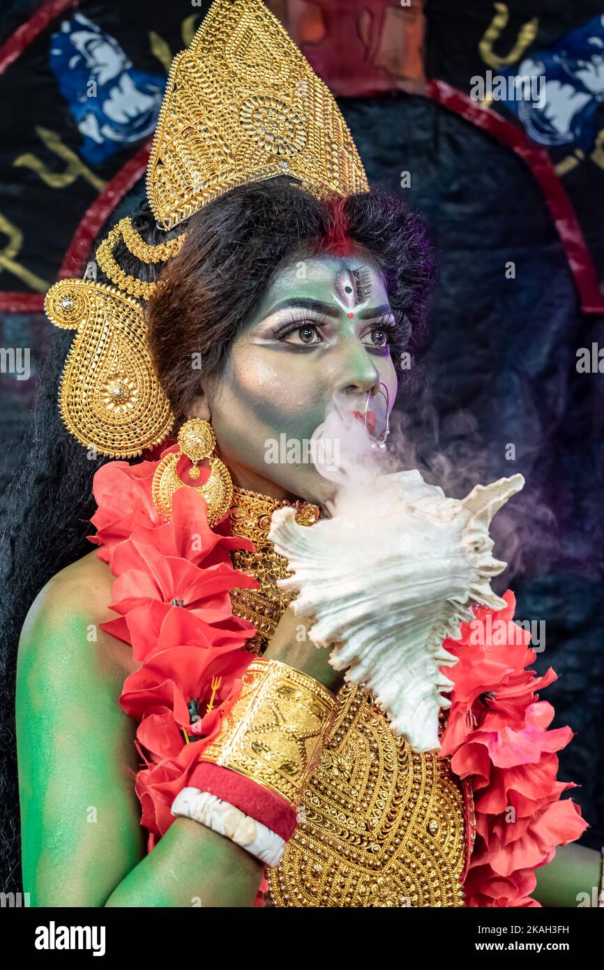 Happy Diwali greeting card showing Indian beautiful girl with colorful ...