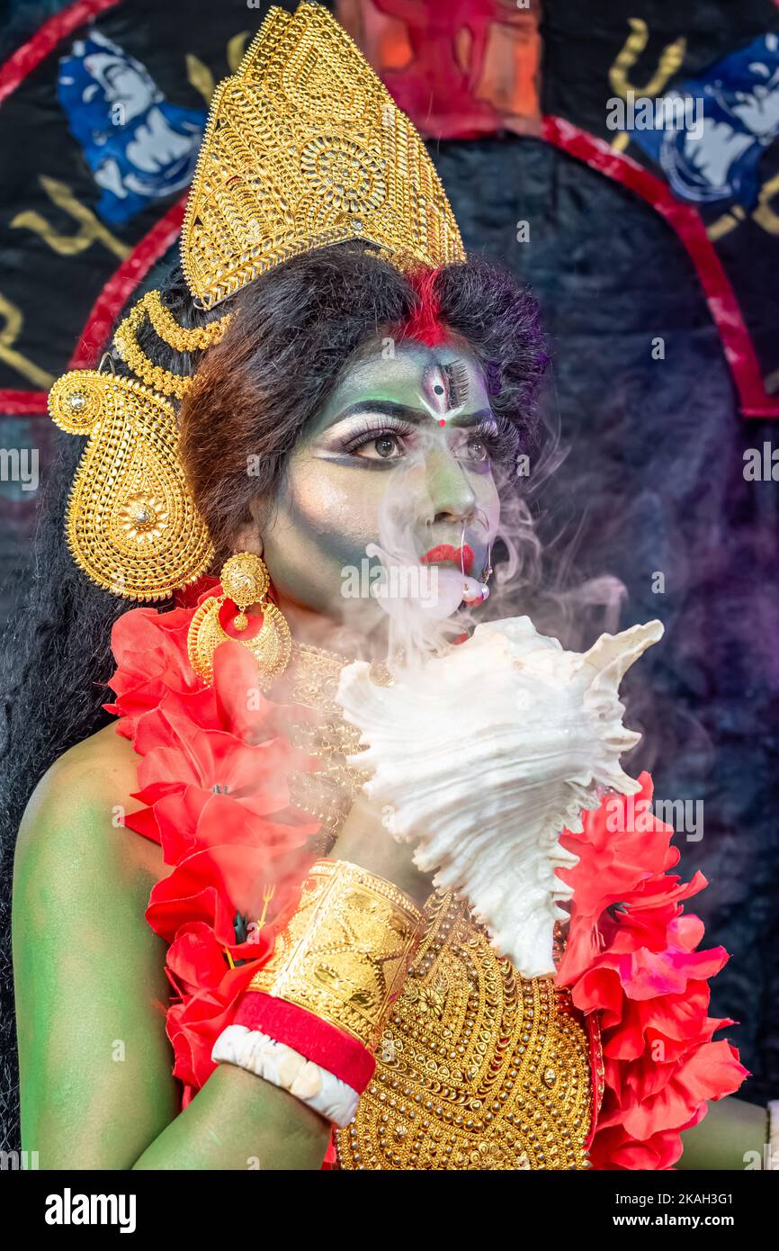 Happy Diwali greeting card showing Indian beautiful girl with colorful ...