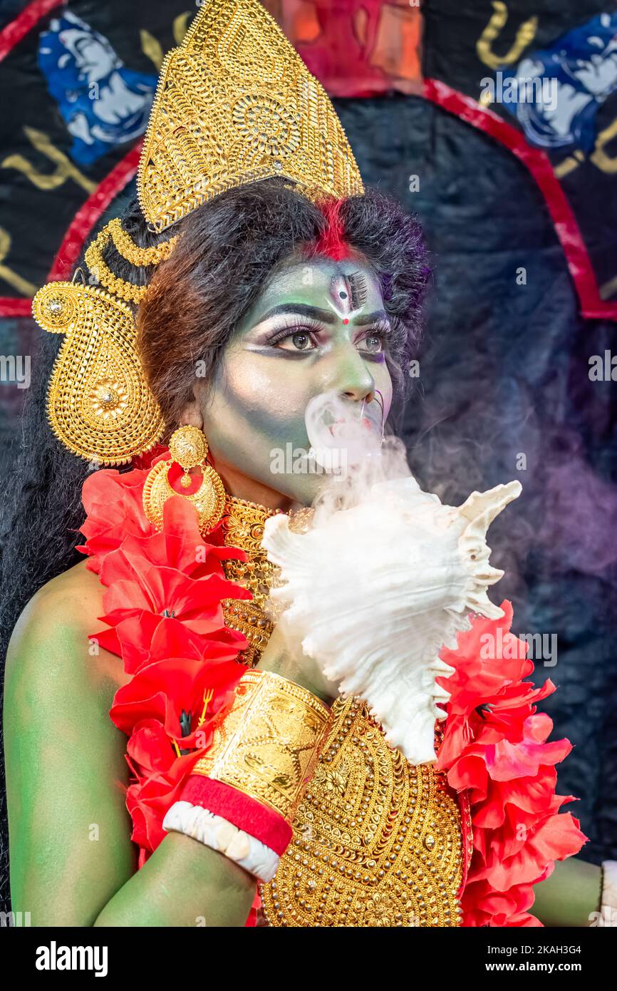 Happy Diwali greeting card showing Indian beautiful girl with colorful ...