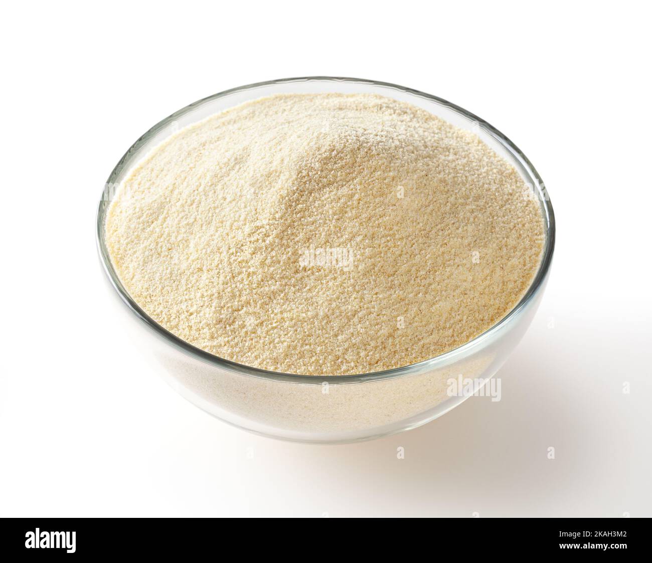 Semolina flour in glass bowl isolated on white background Stock Photo ...
