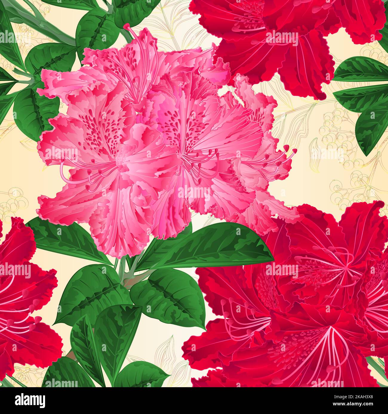 Seamless texture flowers red and pink rhododendrons twigs natural ...