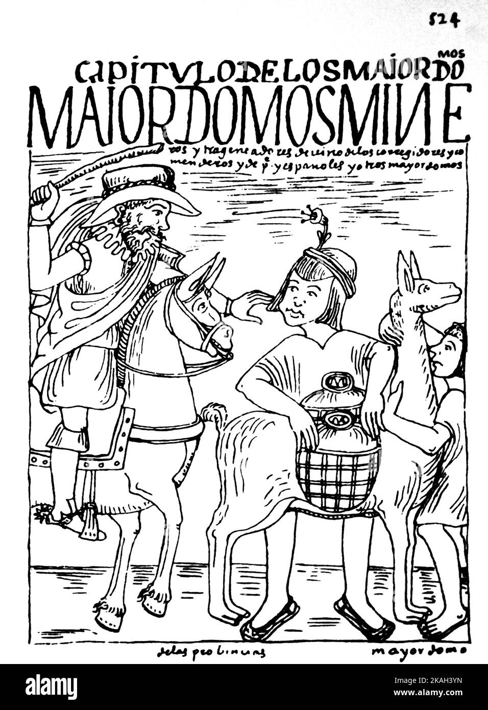 524.The royal overseer beats his native porter.by Felipe Guamán Poma de ...