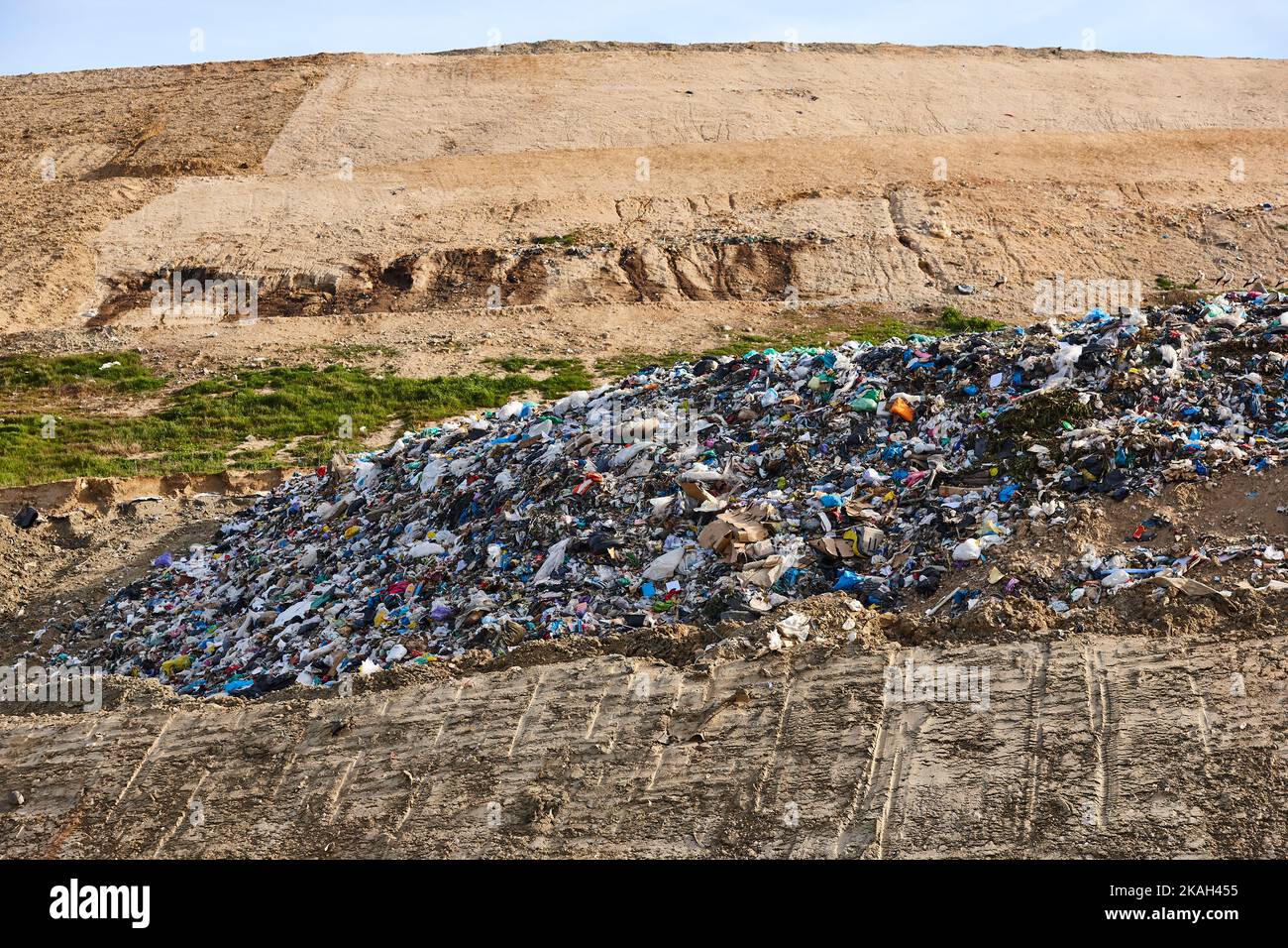Open air garbage dump. Plastic waste pollution. Recycling junk ...
