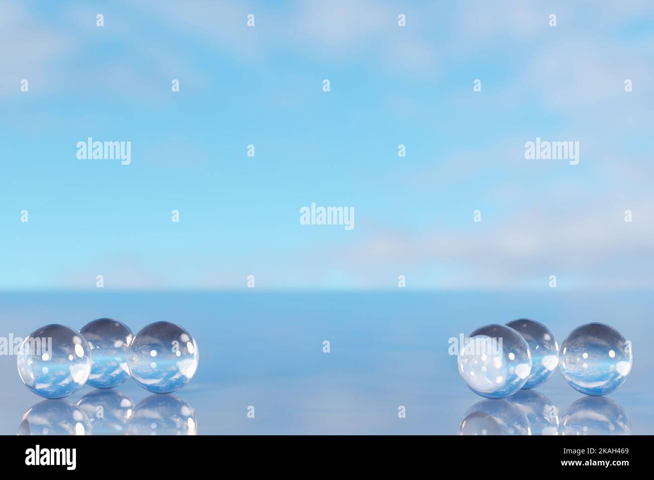 Product placement and advertising background. Glass balls on empty ...