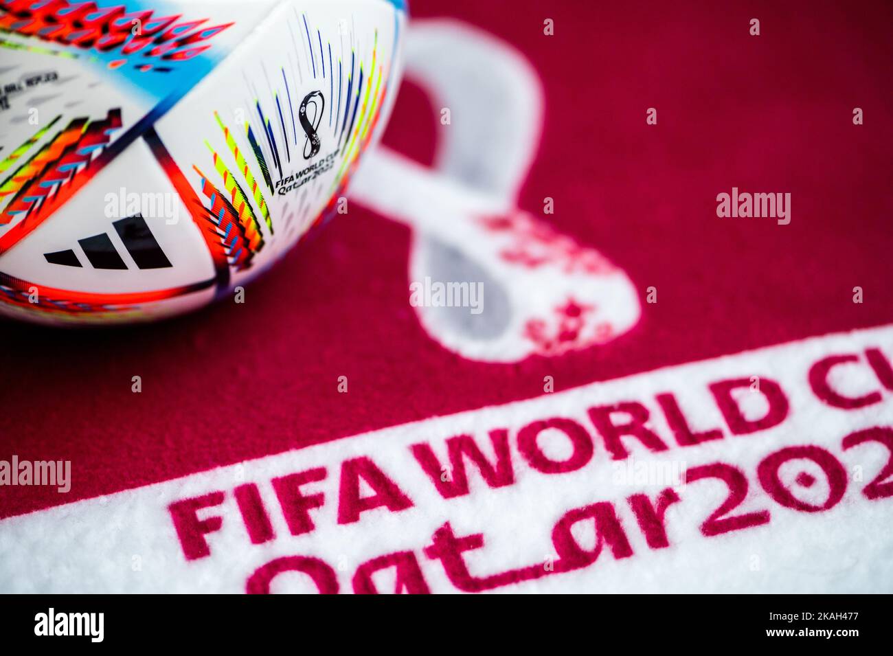 QATAR, DOHA, 18 OCTOBER, 2022: Official Adidas World Cup Football Ball ...