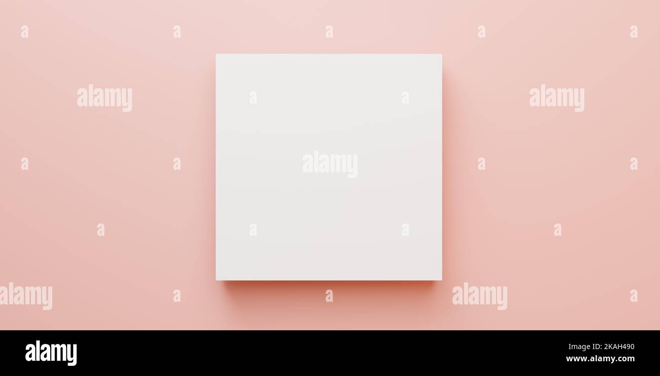 mockup square white card pink background. Square notepad, memo pad ...