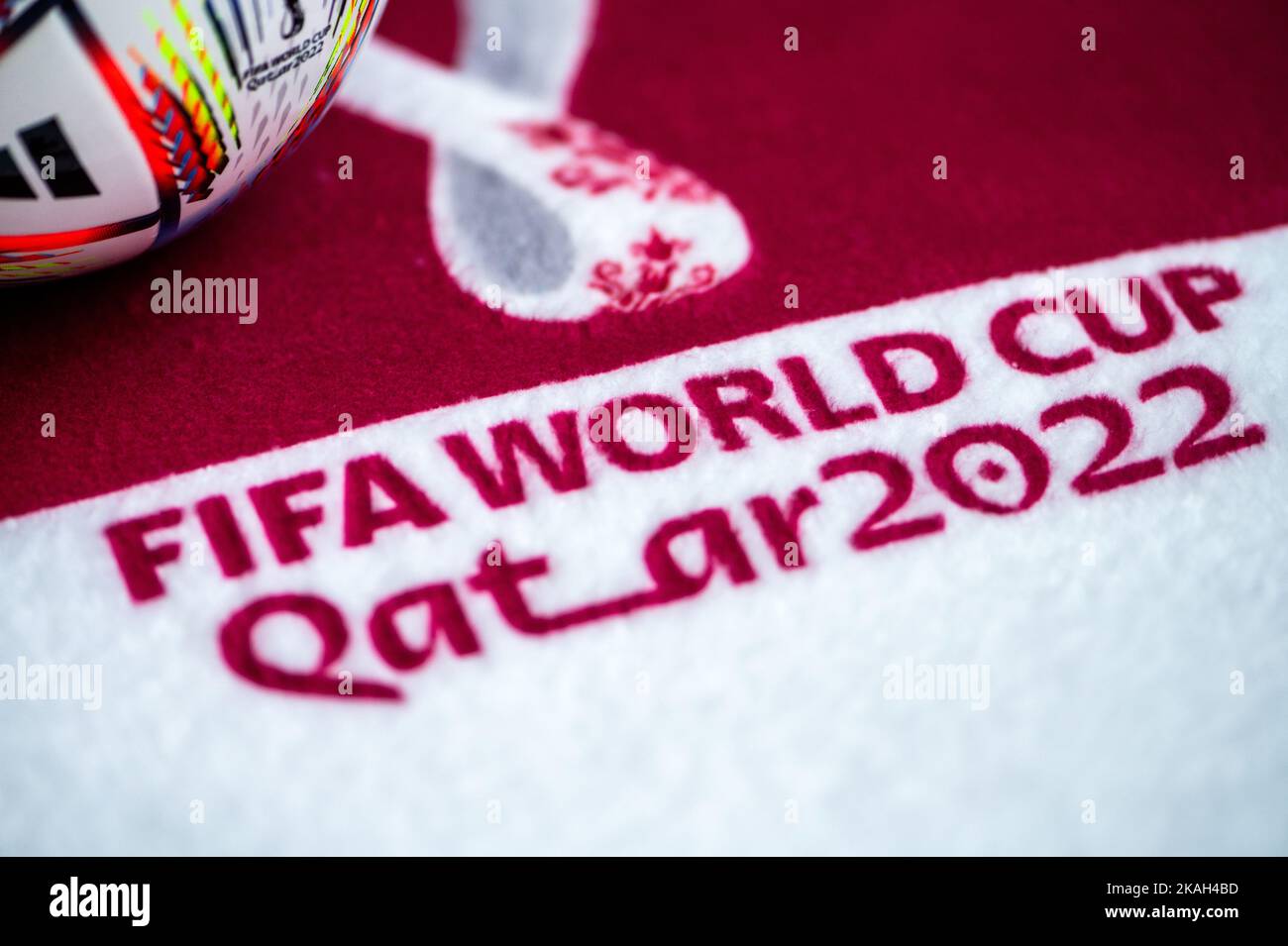 QATAR, DOHA, 18 OCTOBER, 2022: Logo of FIFA World Cup in Qatar 2022 on ...