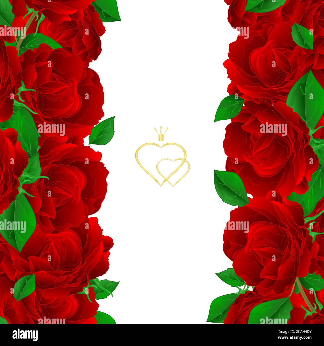 Floral vertical border seamless background with blooming purple roses ...