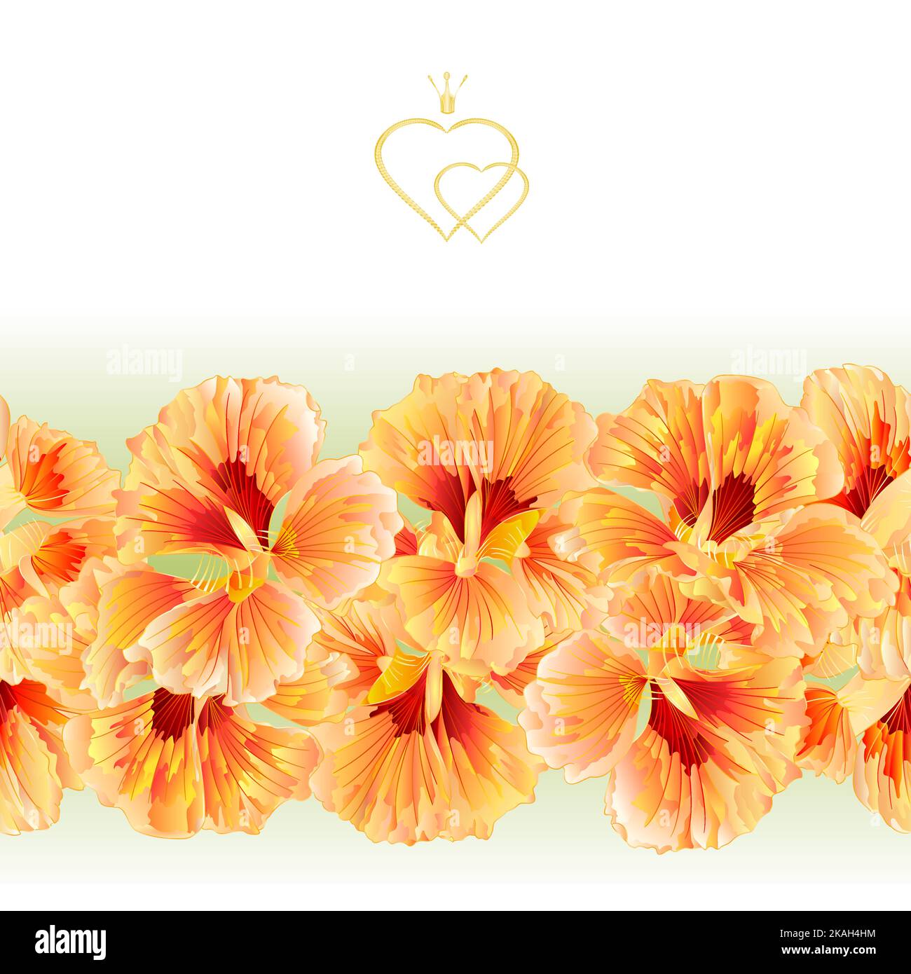 Floral border seamless background Spring flowers watercress vegetable ...