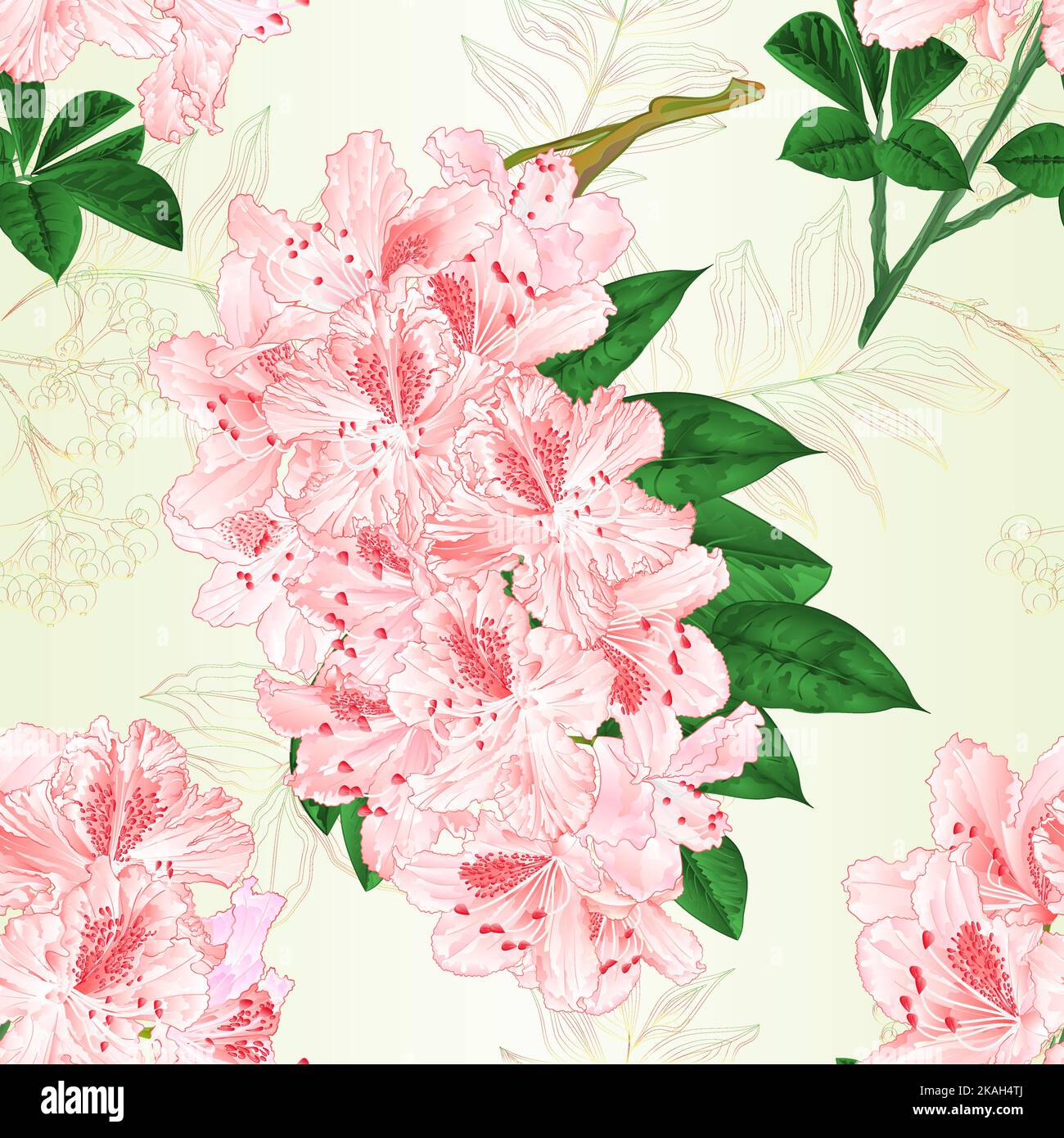 Seamless texture flowers Light pink rhododendrons twigs shrub vintage ...