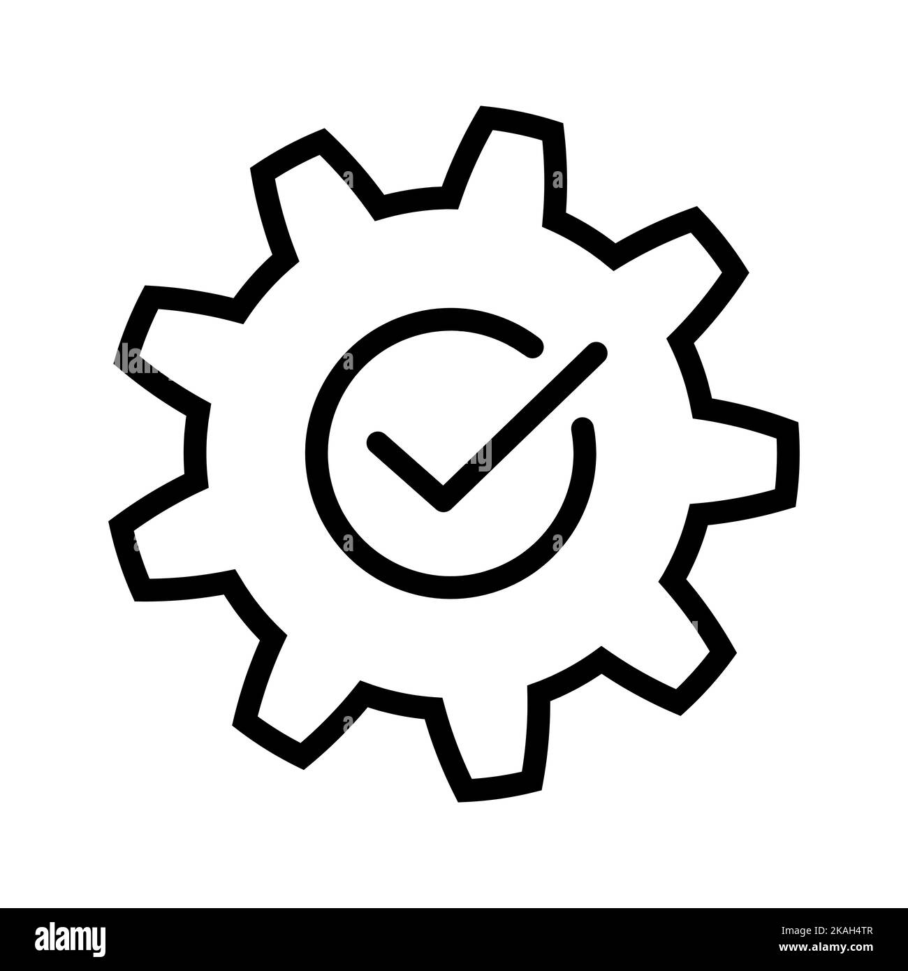 Gear with check line icon. Cogwheel with tick Stock Vector Image & Art ...