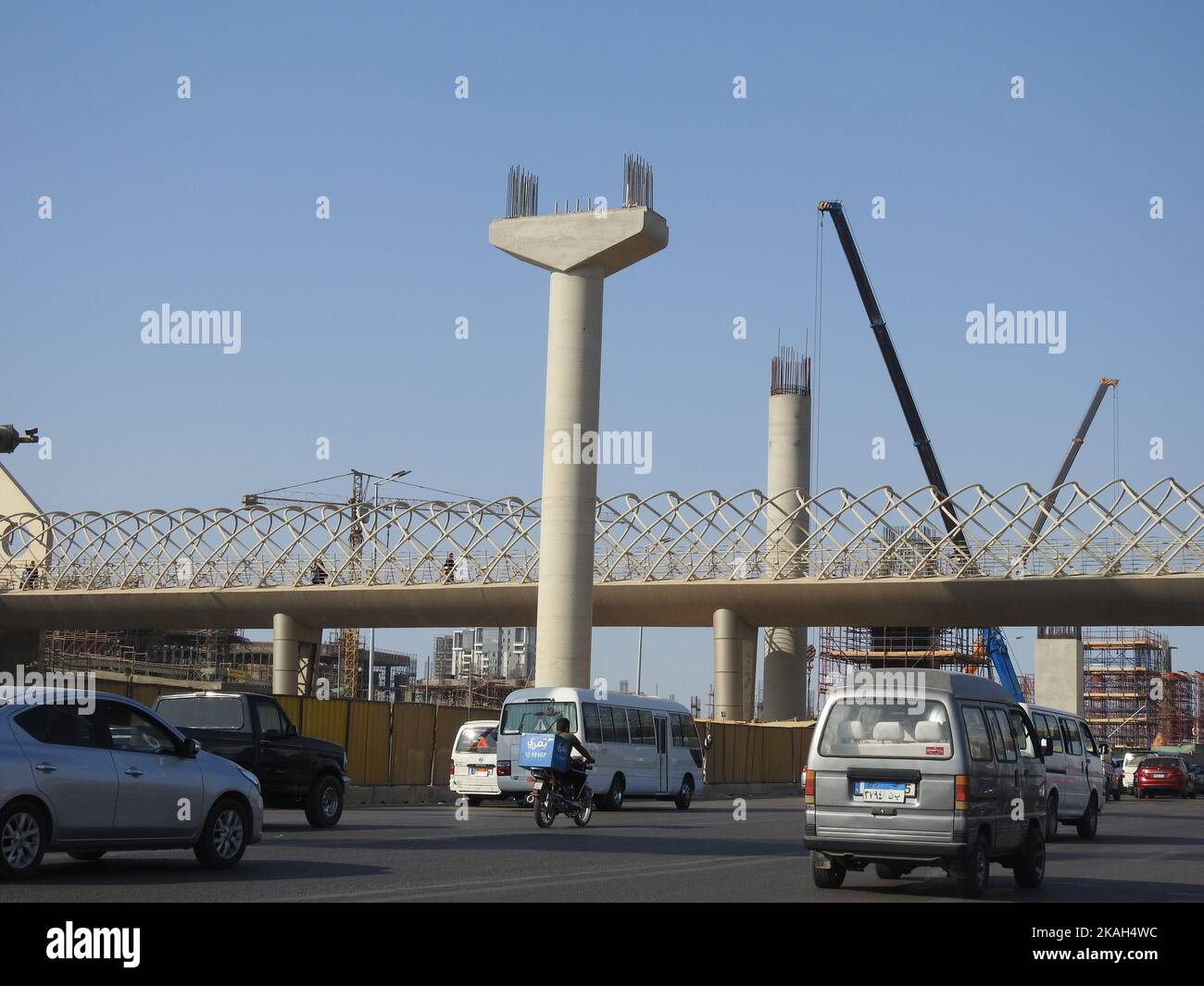 Giza, Egypt, July 25 2022: Giza Egyptian overhead transportation system ...