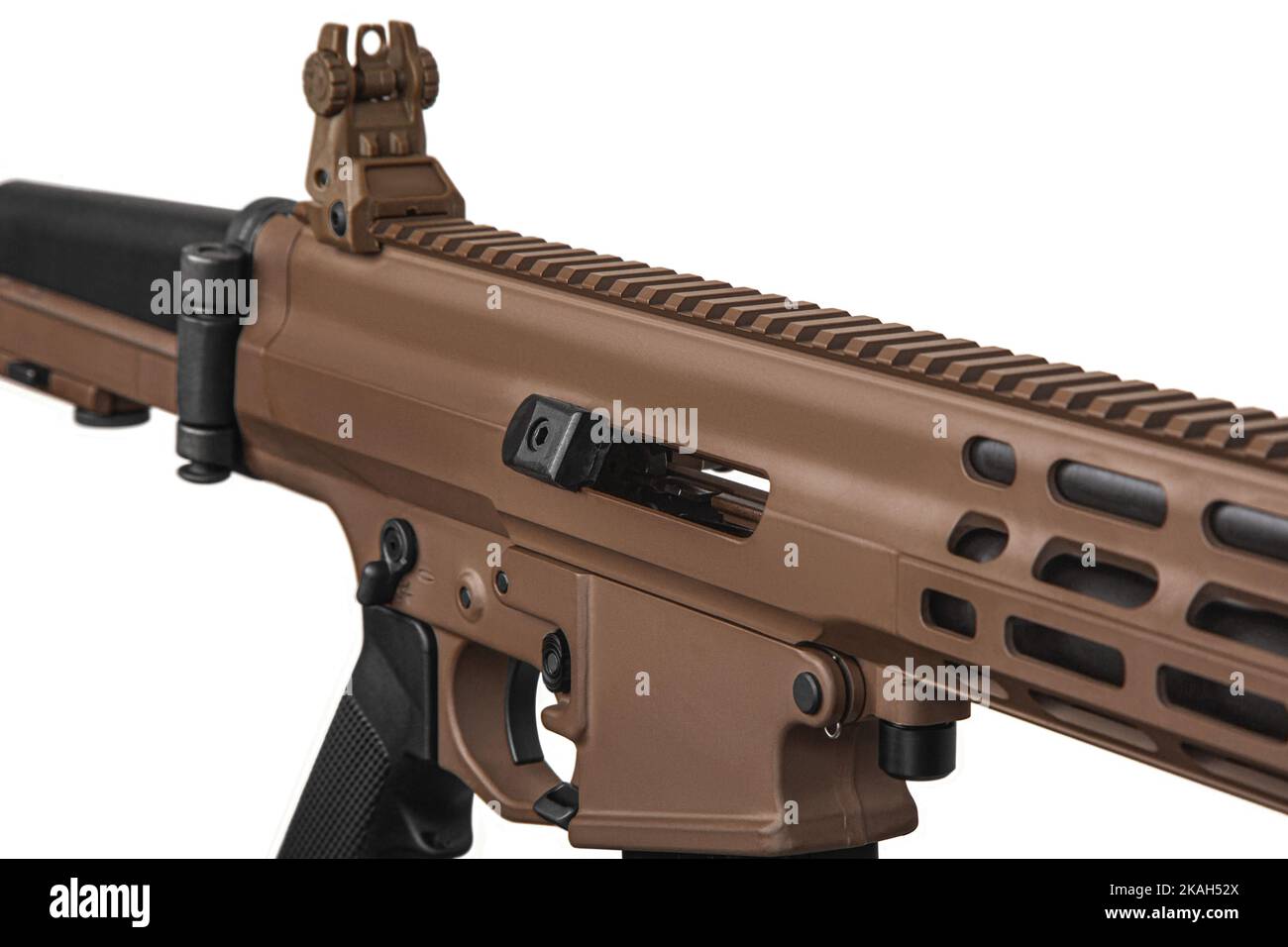 Modern brown automatic rifle. Weapons for police, special forces and ...