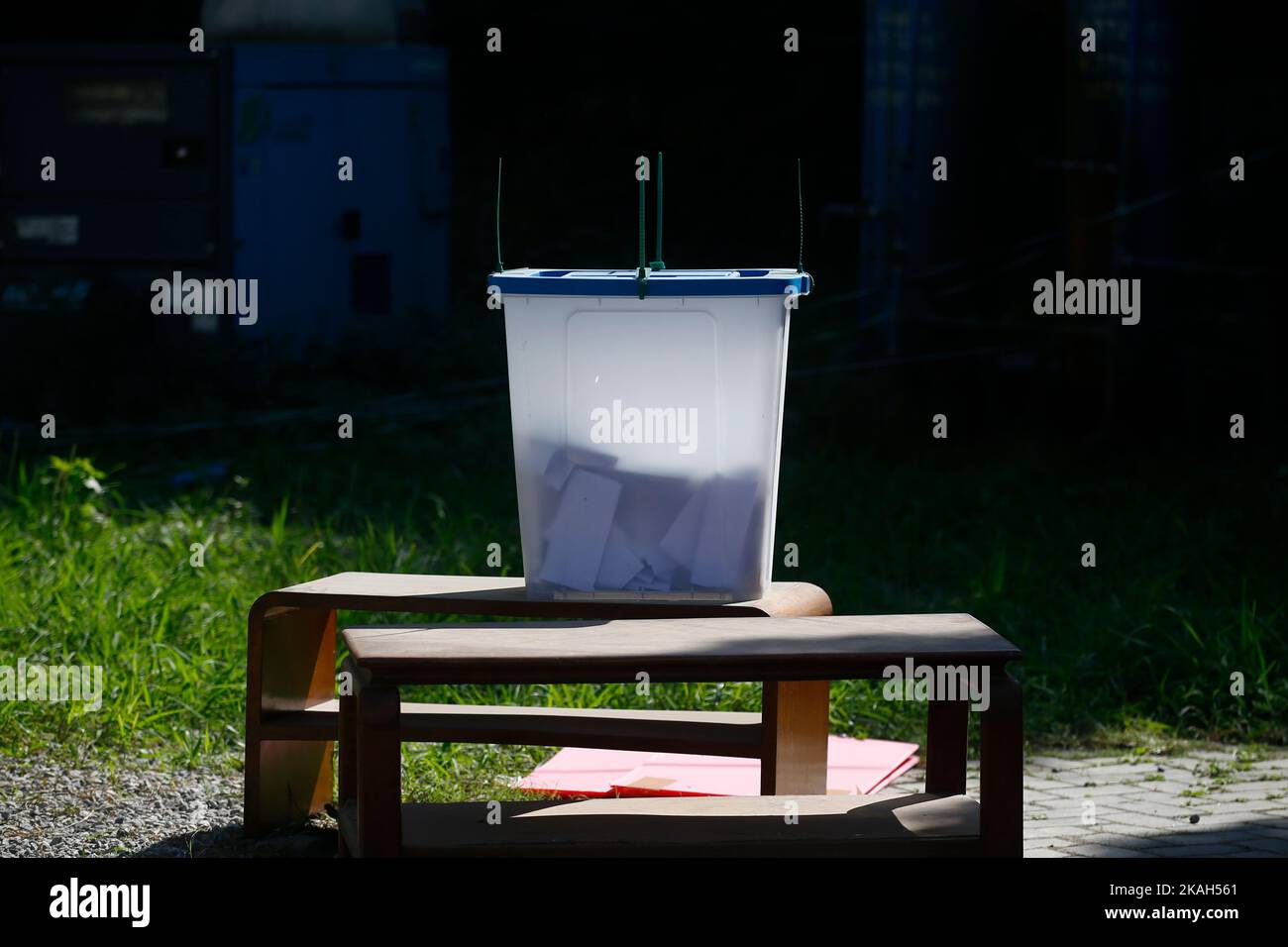 Kathmandu, Nepal. 3rd Nov, 2022. A mock ballot box is seen before the ...