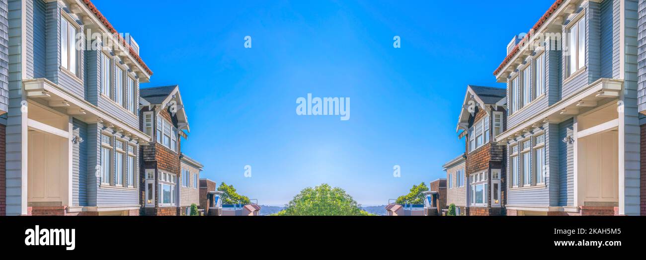 Abstract mirrored background Suburbs neighborhood in San Francisco ...