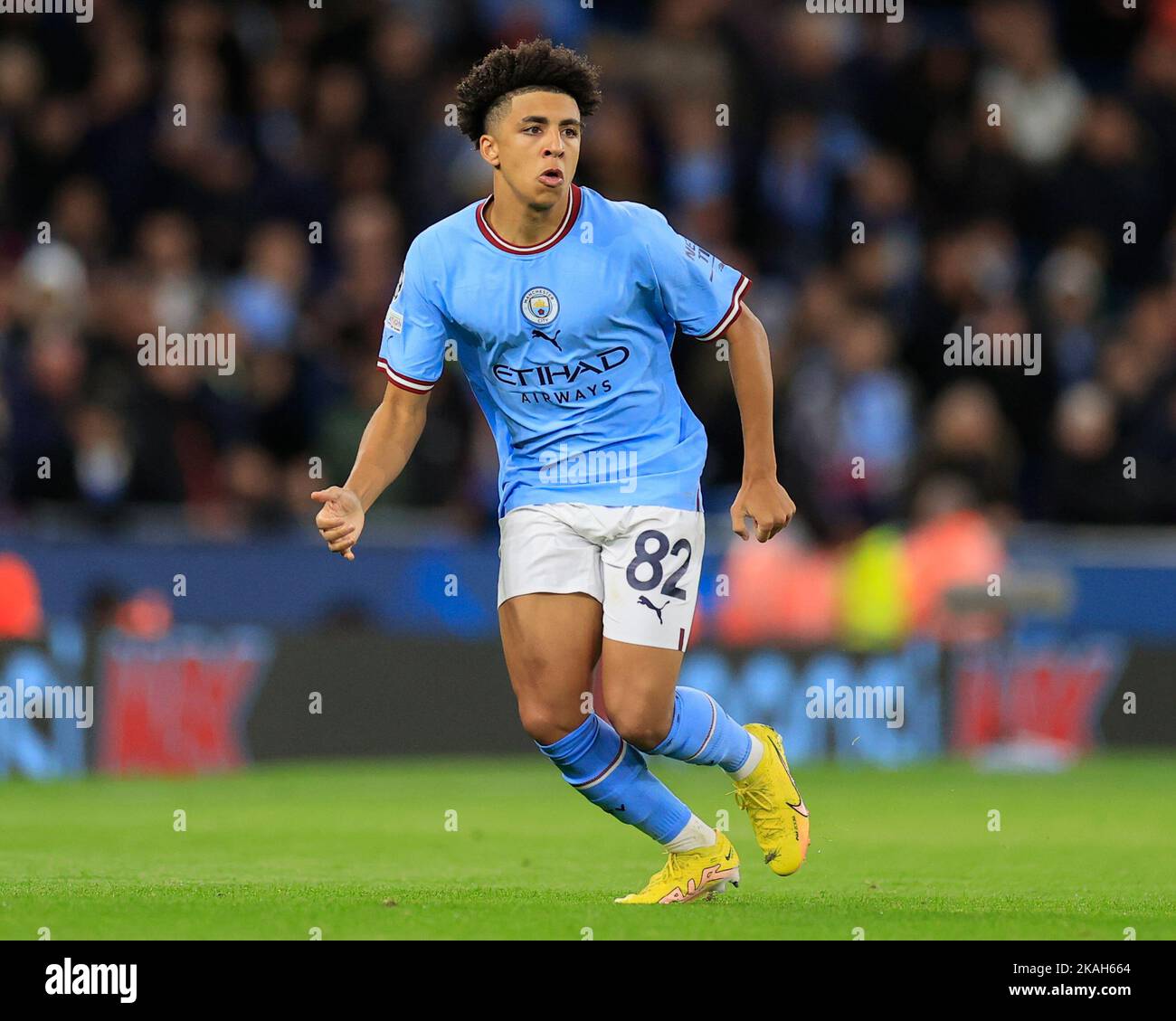 Rico Lewis #82 of Manchester City during the UEFA Champions League ...