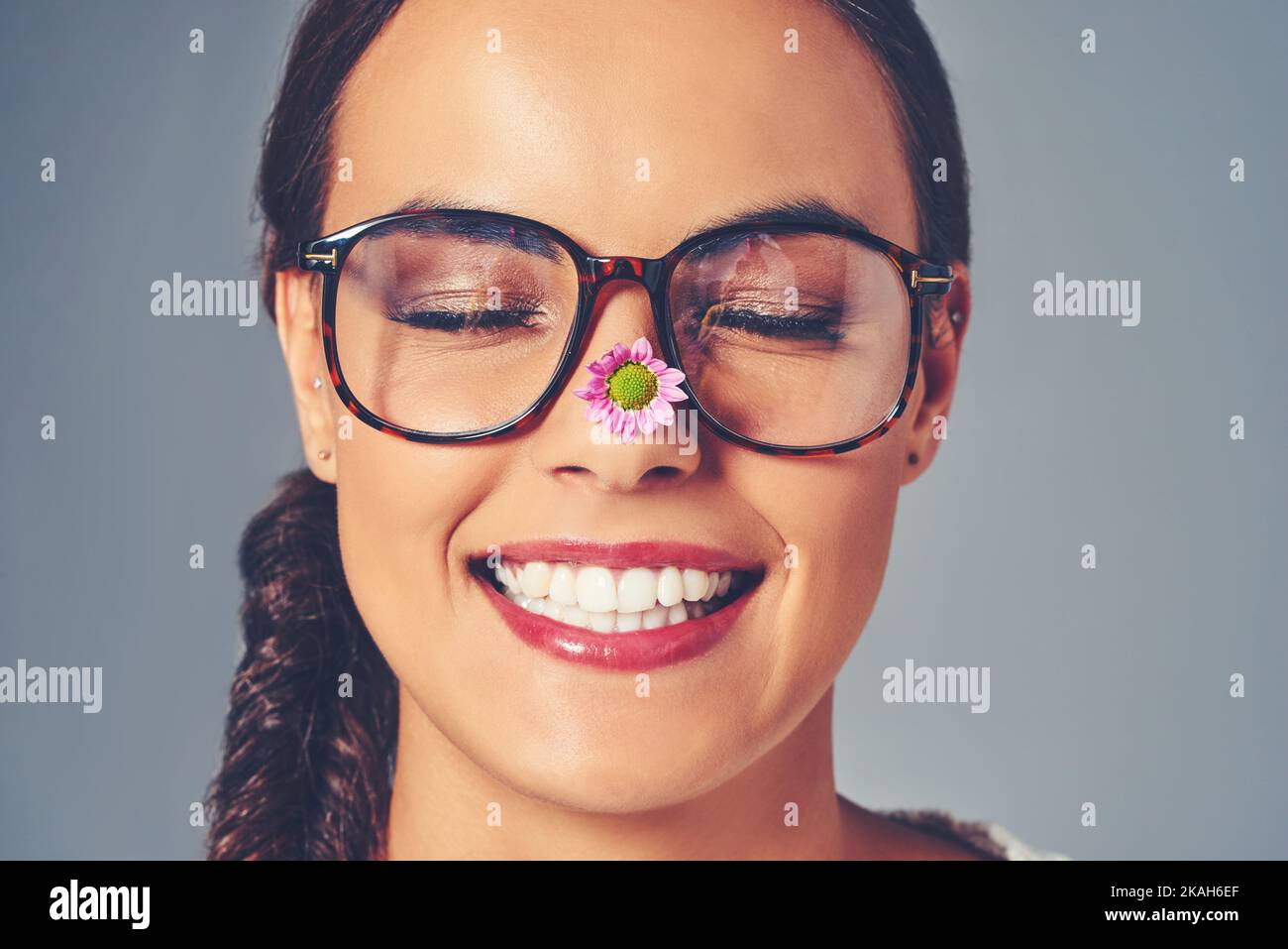 Glasses on tip of nose hi-res stock photography and images - Alamy