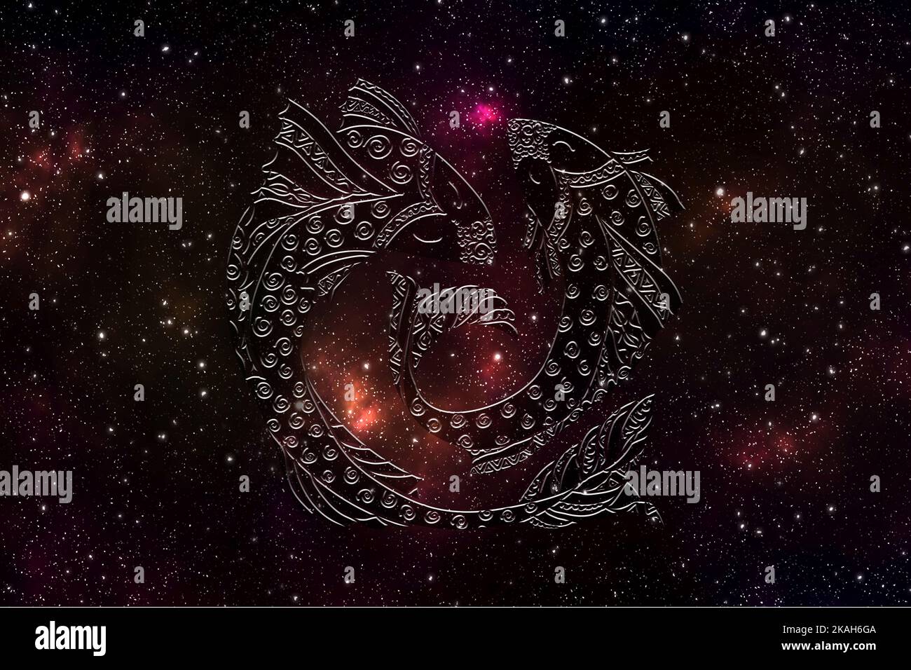 pisces horoscope sign in twelve zodiac with galaxy stars background ...