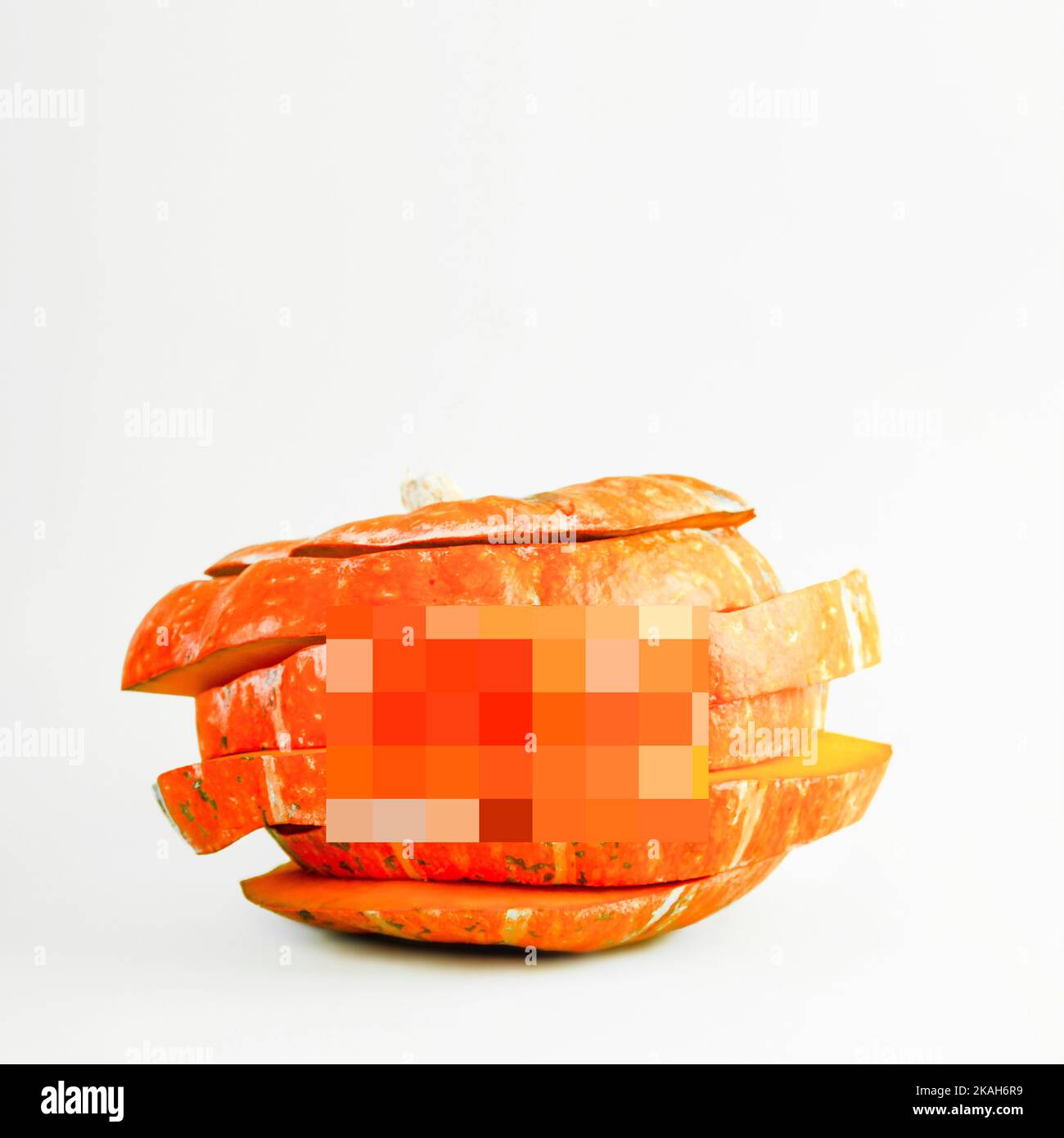 Pumpkin sliced with effect of zoomed pixels. Creative Thanksgiving art ...