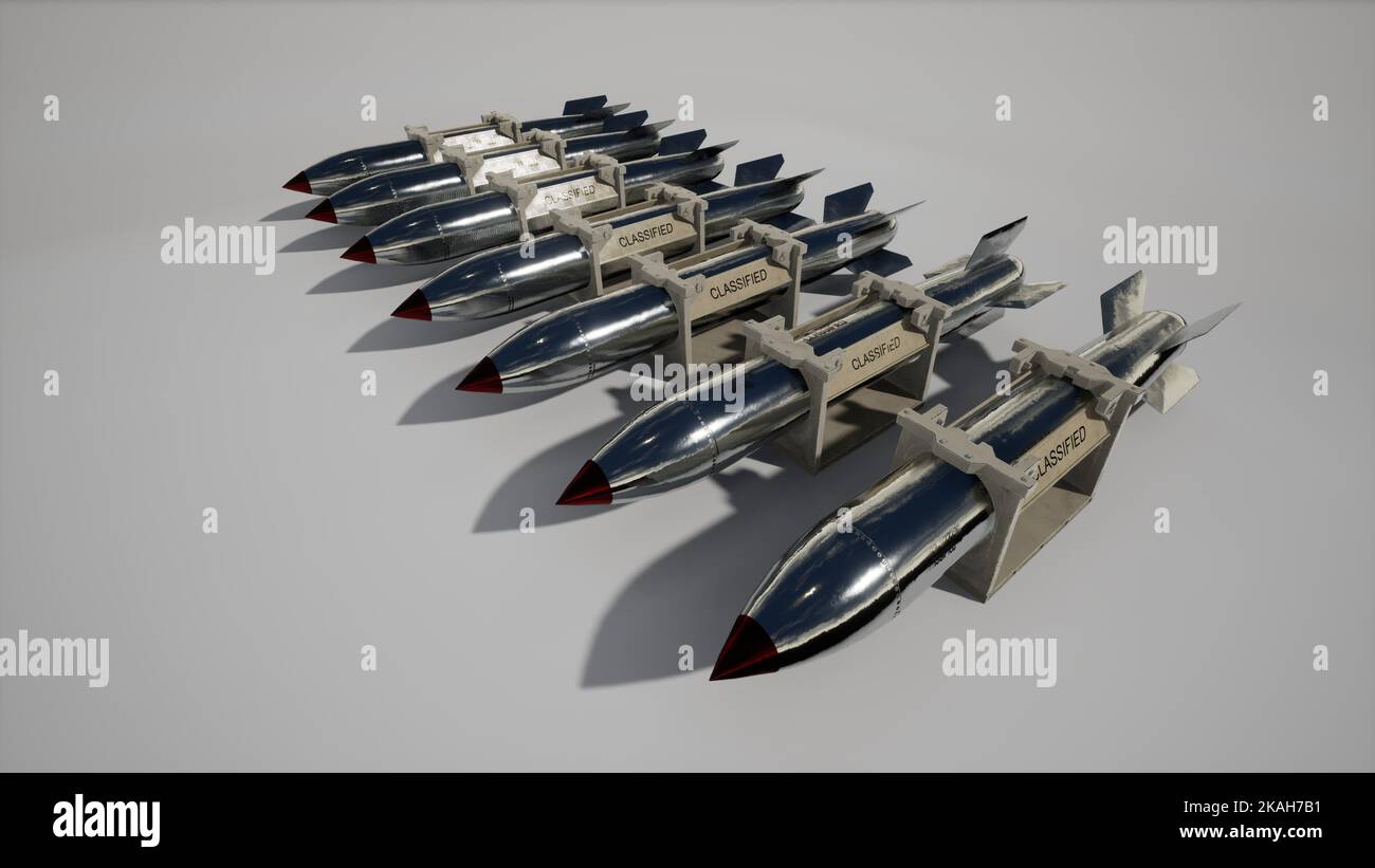 Nuclear Missile, Nuclear Warhead, White Background 3d قنابل نويية Stock ...