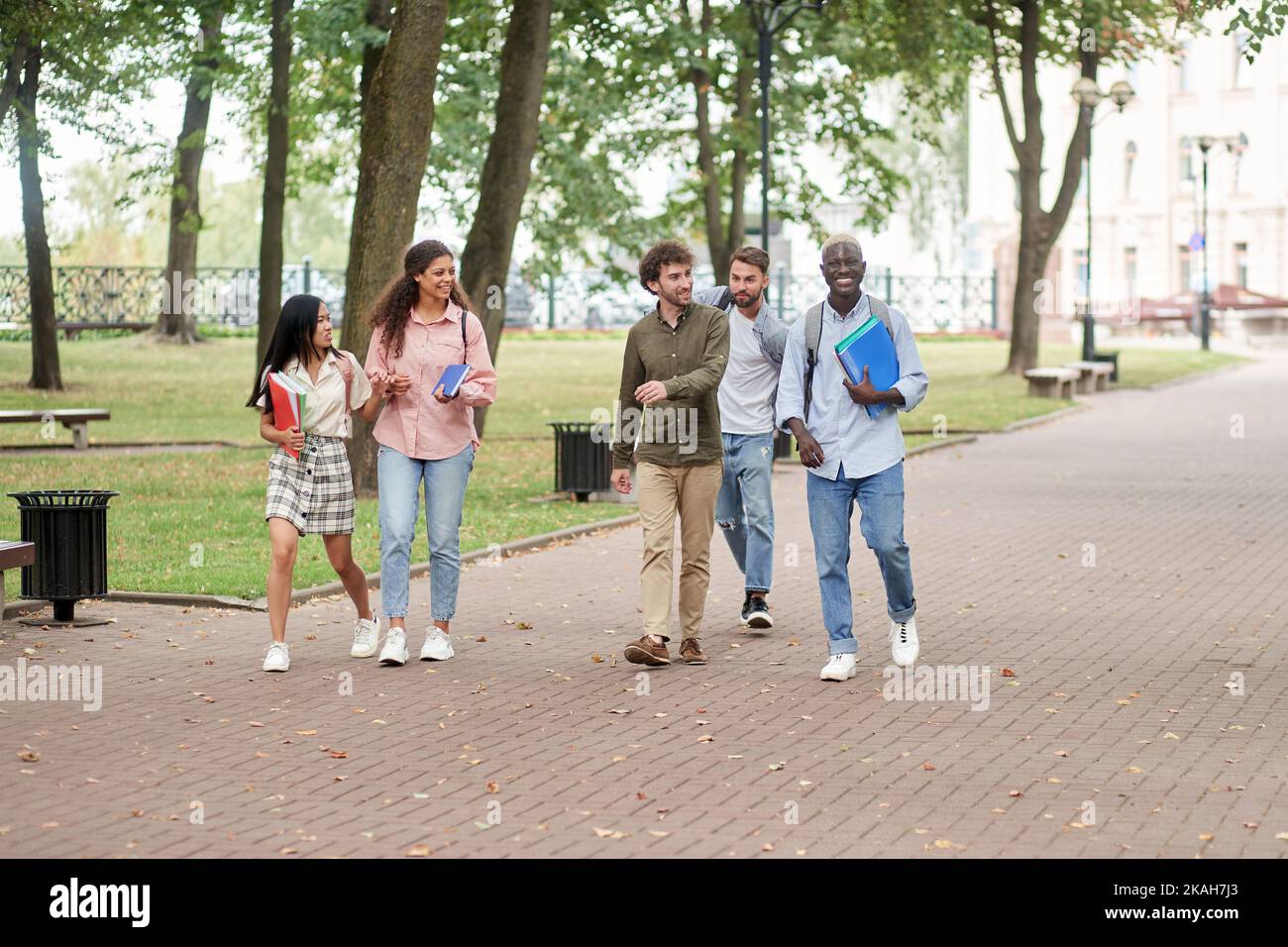 multi - ethnic group of young people walking together Stock Photo - Alamy