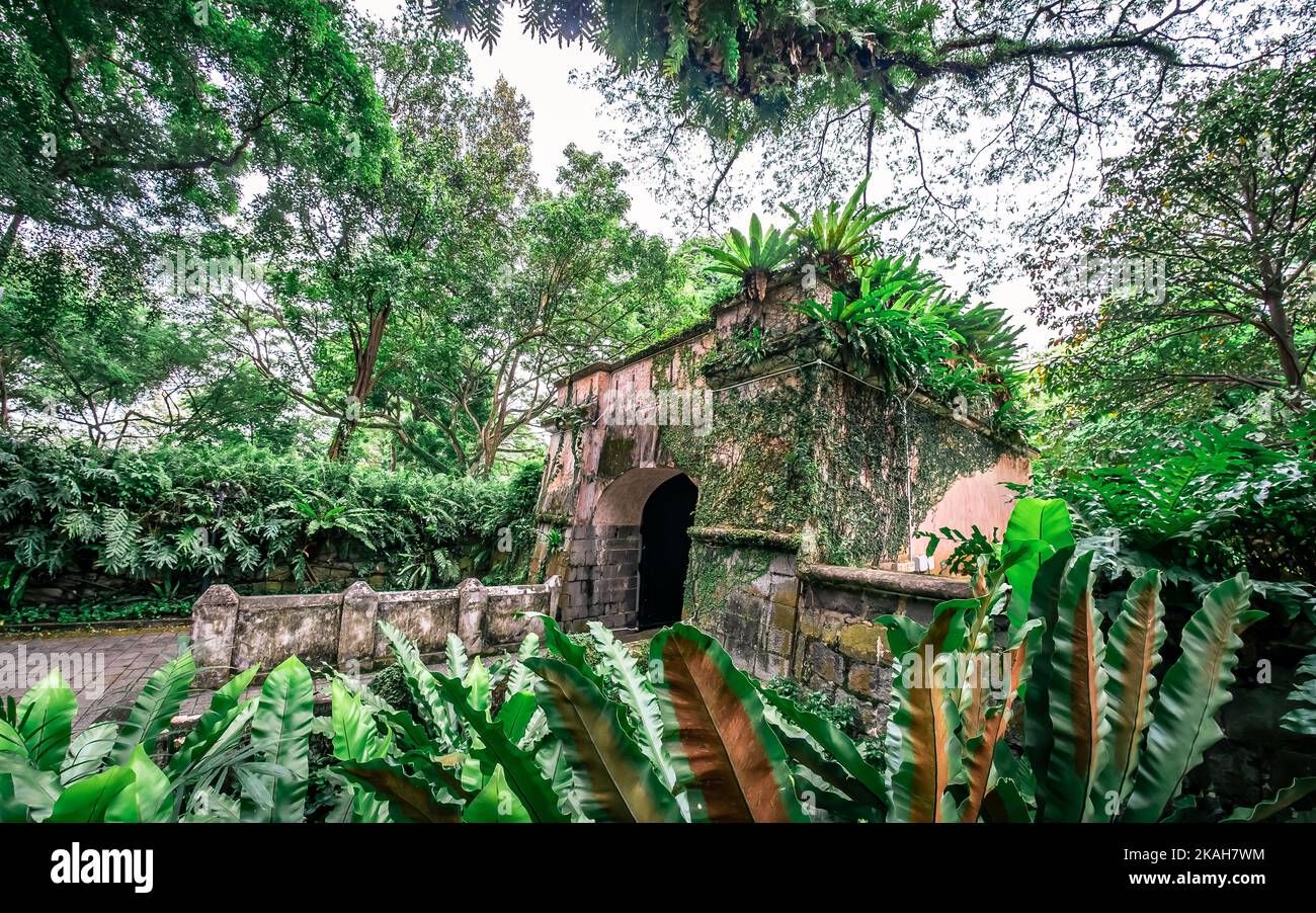 Fort Gate at Fort Canning Park. This park is an iconic hilltop landmark ...