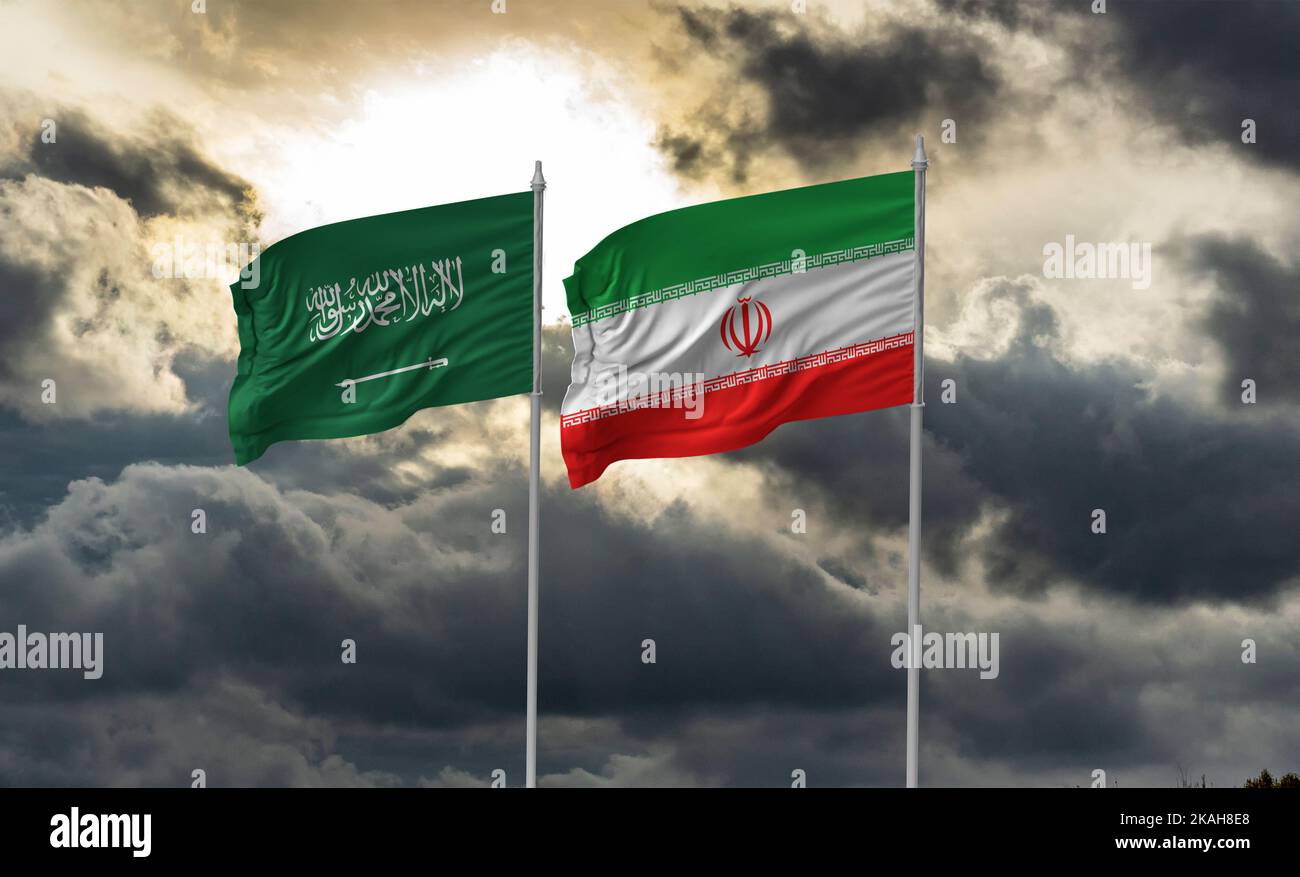 iran and saudi arabia flag Stock Photo - Alamy