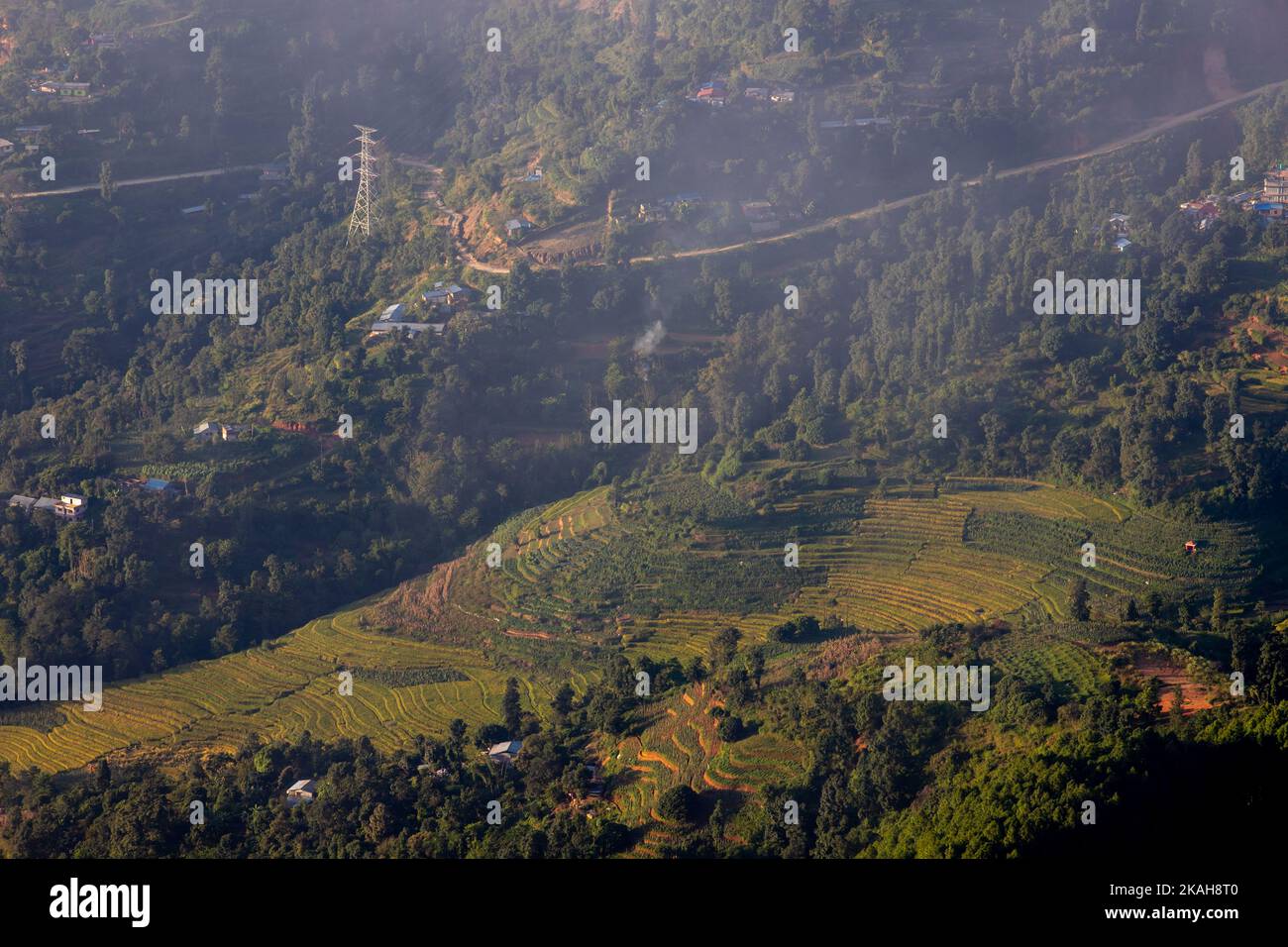 Beautiful village Bhujung and Ghale Gau Stock Photo - Alamy