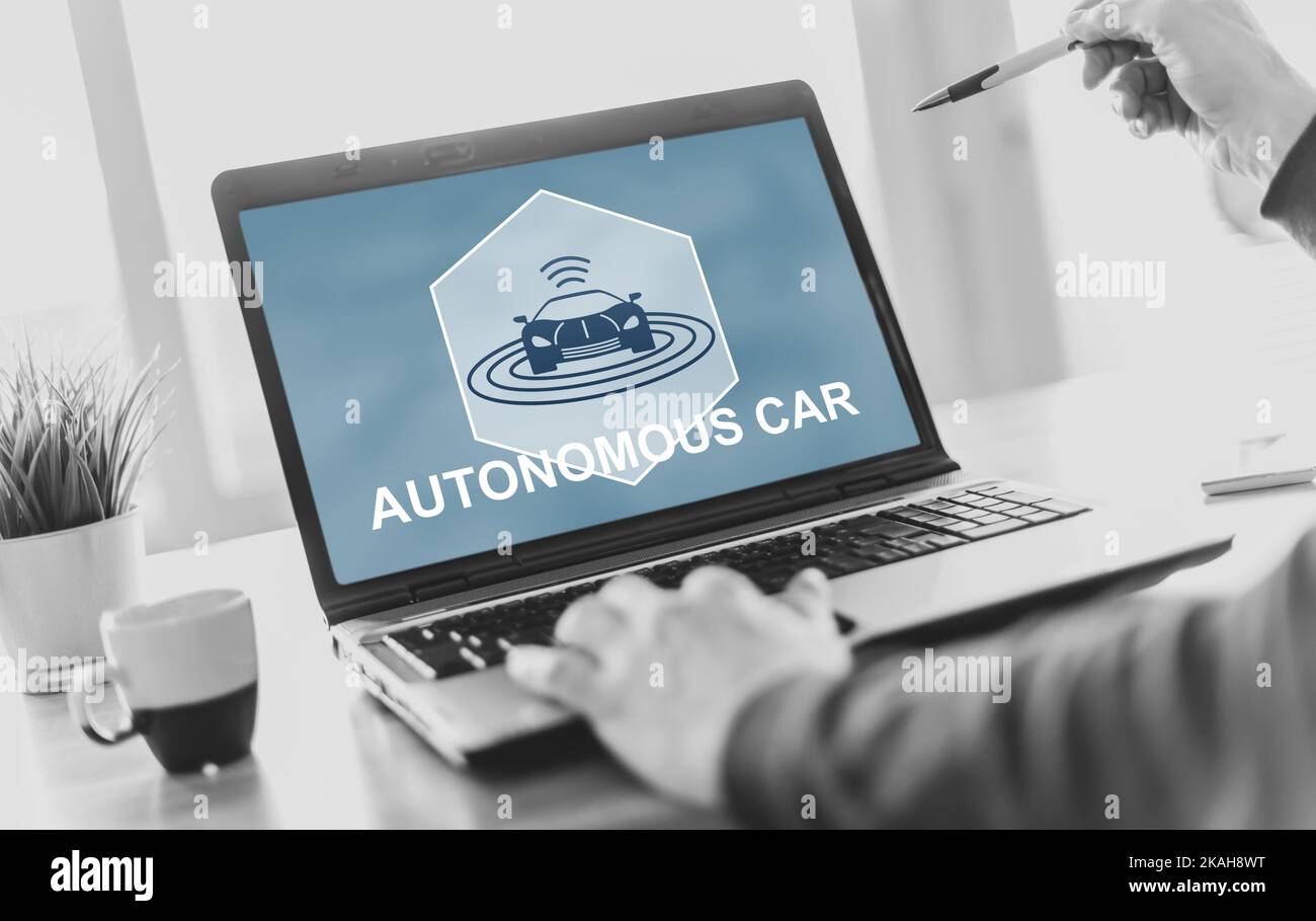 Laptop screen displaying an autonomous car concept Stock Photo - Alamy