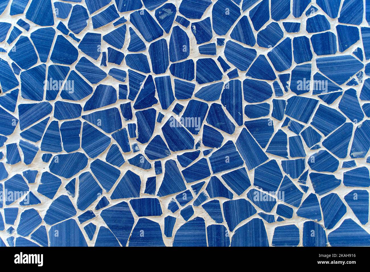 Mosaic background. Blue abstract pattern handmade ceramic tiles on the ...