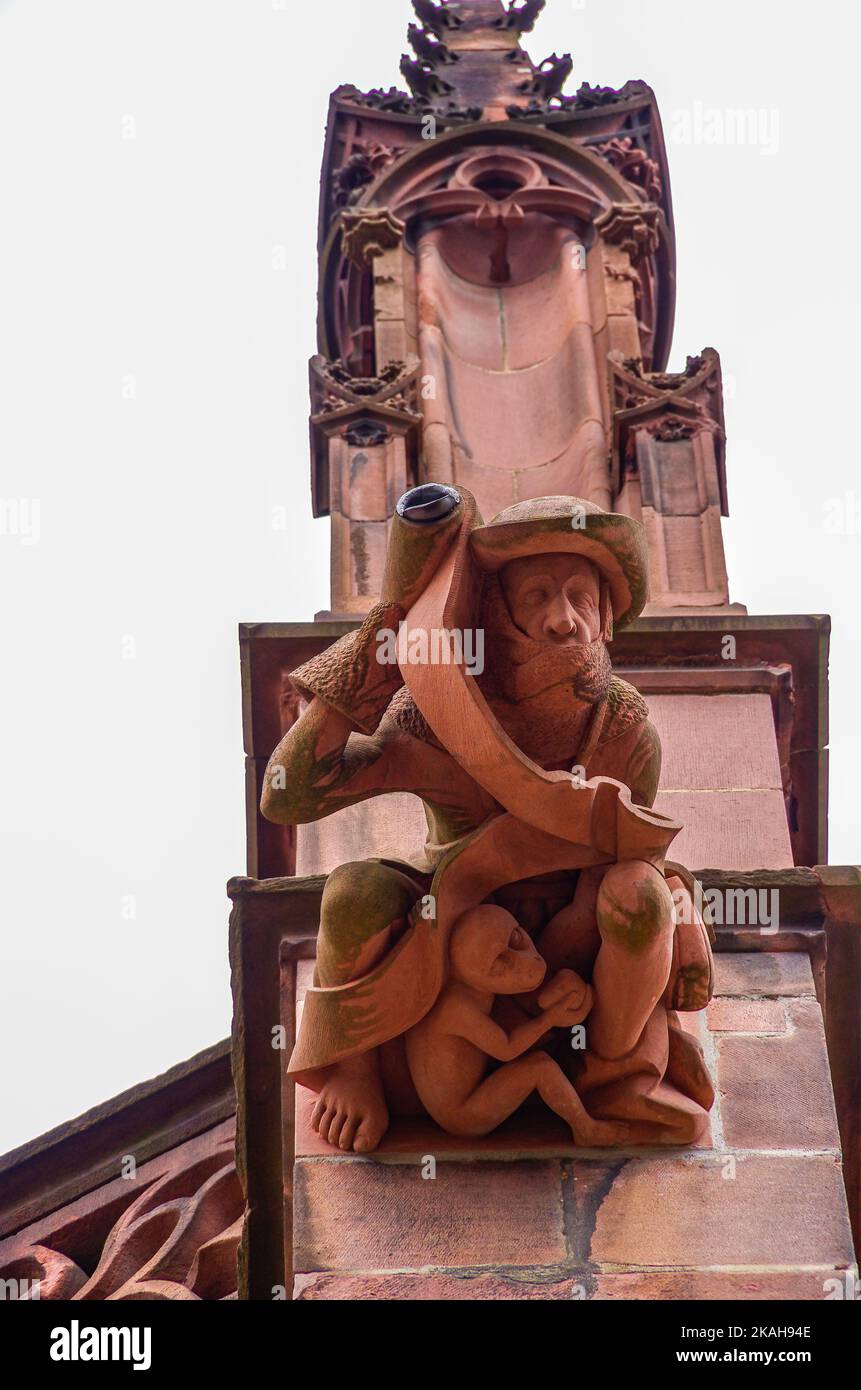 Waterspout at the buttress of the Freiburg Minster, the Cathedral of ...