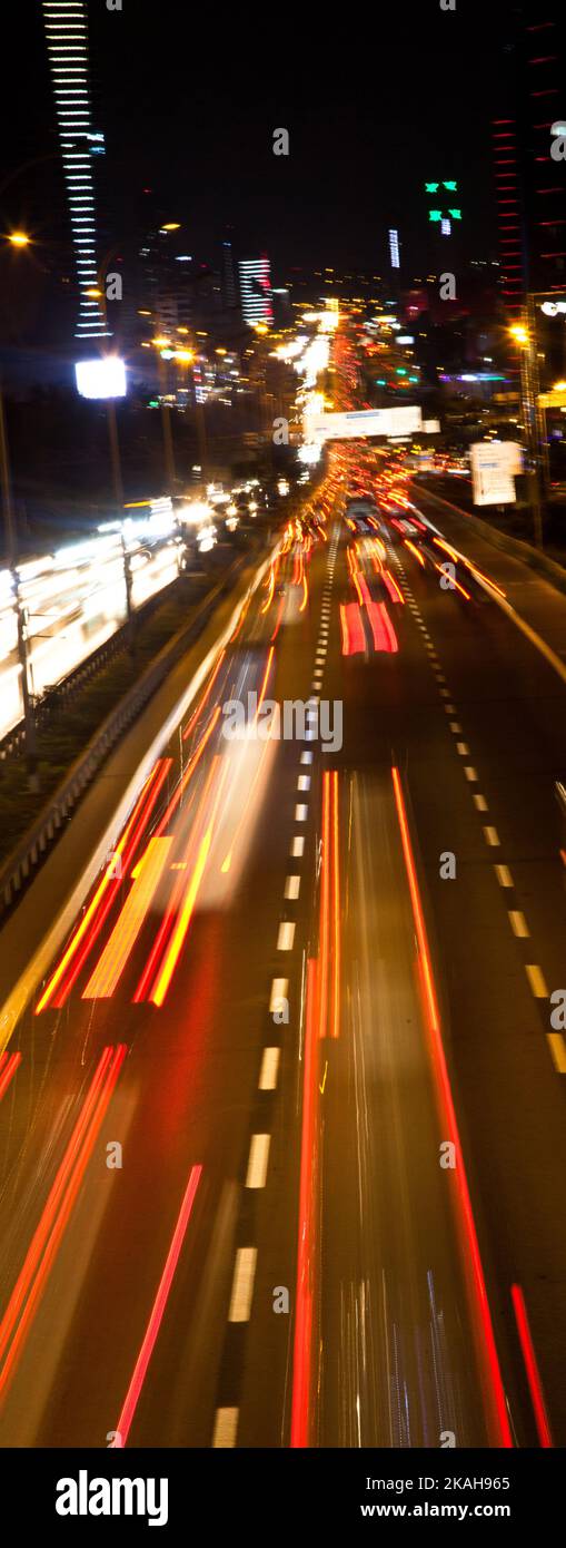 Istanbul Turkey D 100 highway Maltepe Esenkent stop congested evening ...