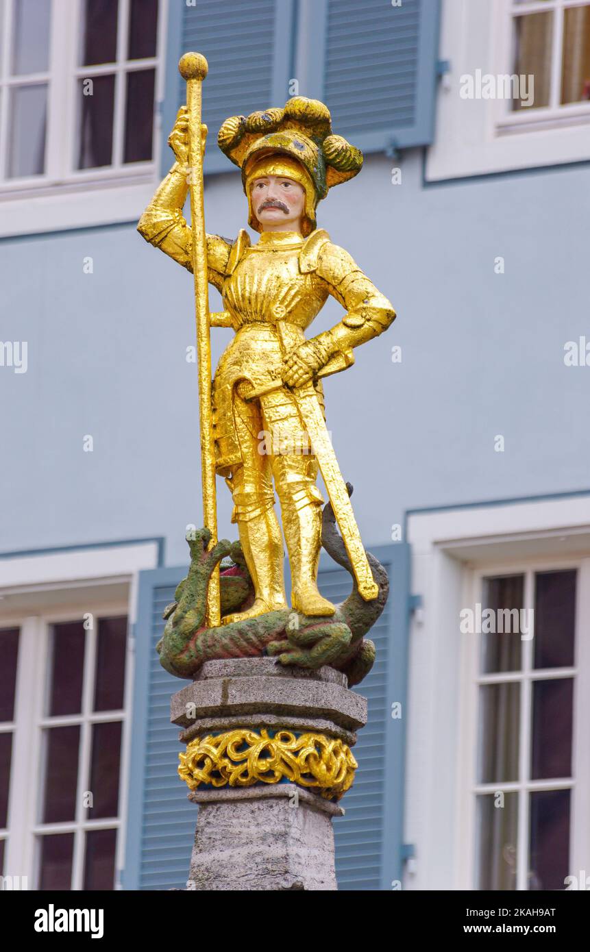 Statue of St. George standing on the defeated dragon, St. George's ...