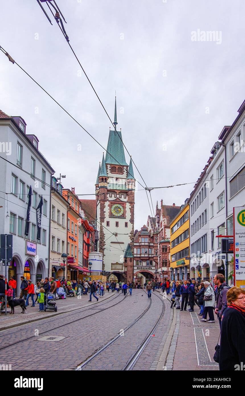 Street scene, Kaiser-Joseph-Strasse full of tourists, citizens and ...