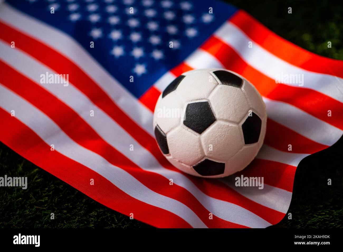 United States of America national football team. National Flag on green ...