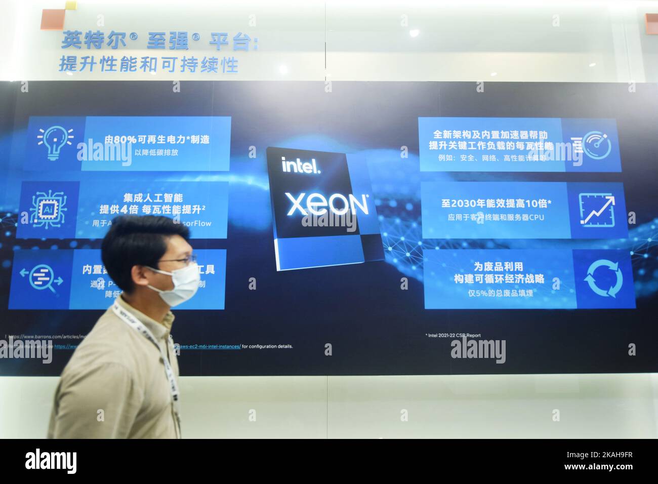 HANGZHOU, CHINA - NOVEMBER 3, 2022 - Visitors visit the Intel booth at ...