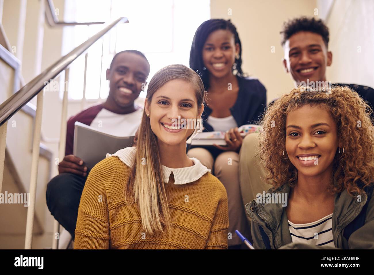 Diverse group college stairs hi-res stock photography and images - Alamy