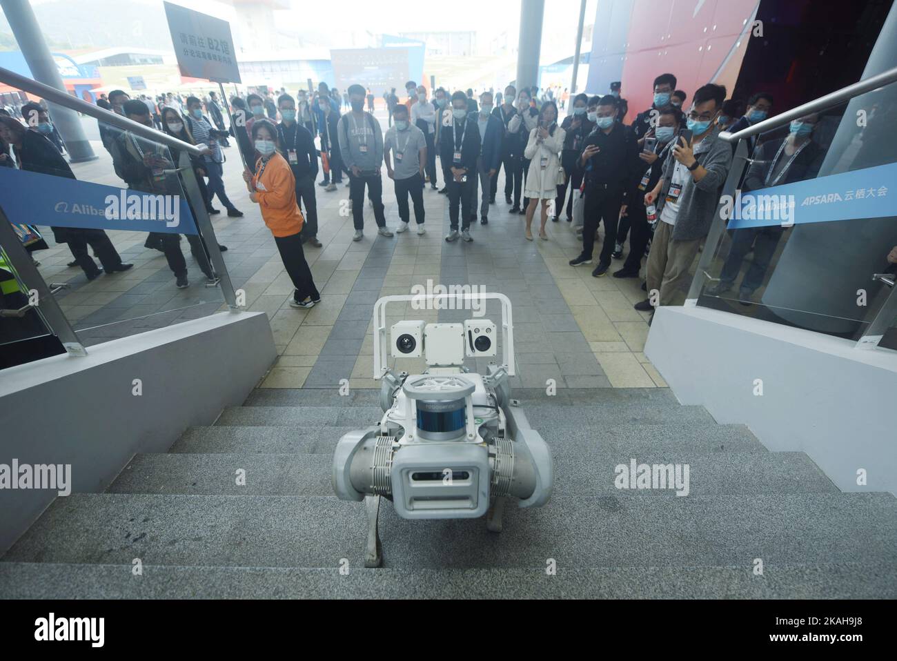 HANGZHOU, CHINA - NOVEMBER 3, 2022 - Spectators watch as a quadruped ...