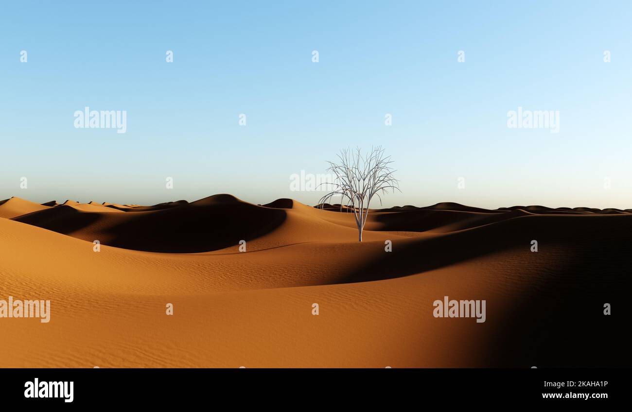 Simplified desert landscape. 3D rendering Stock Photo - Alamy