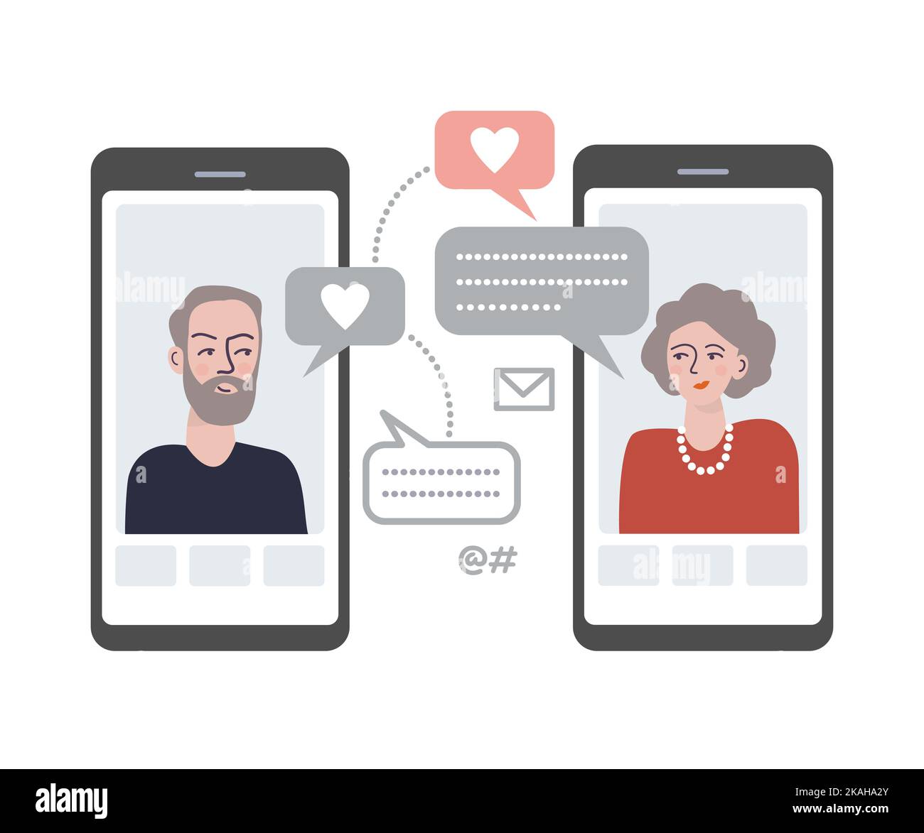Senior People On Smartphones Elderly Couple Using Modern Technology To
