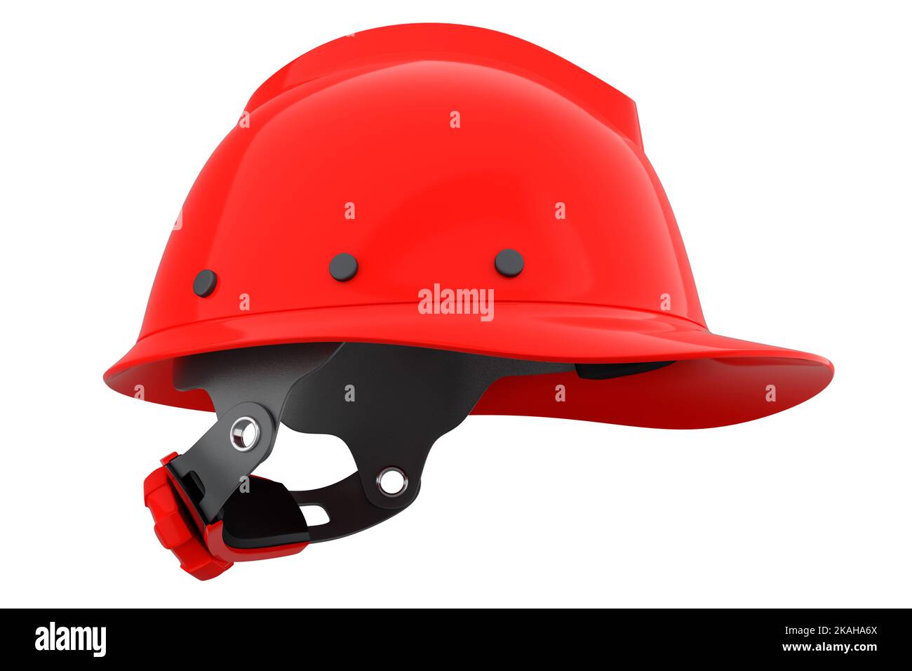 Red safety helmet or hard cap isolated on white background. 3d render ...