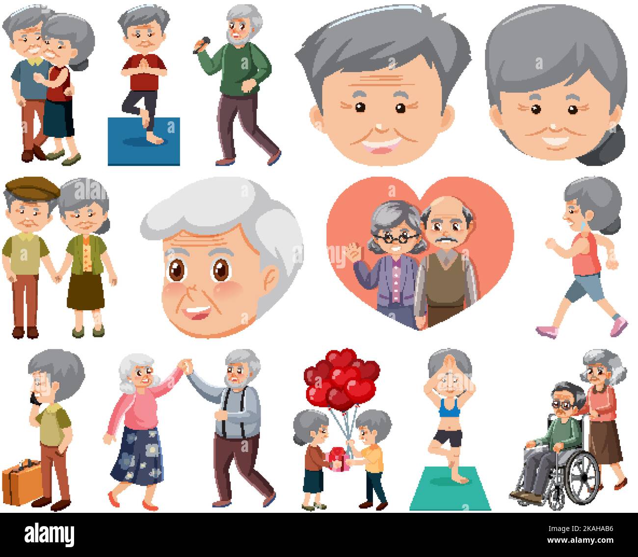 Collection of elderly people icons illustration Stock Vector Image ...