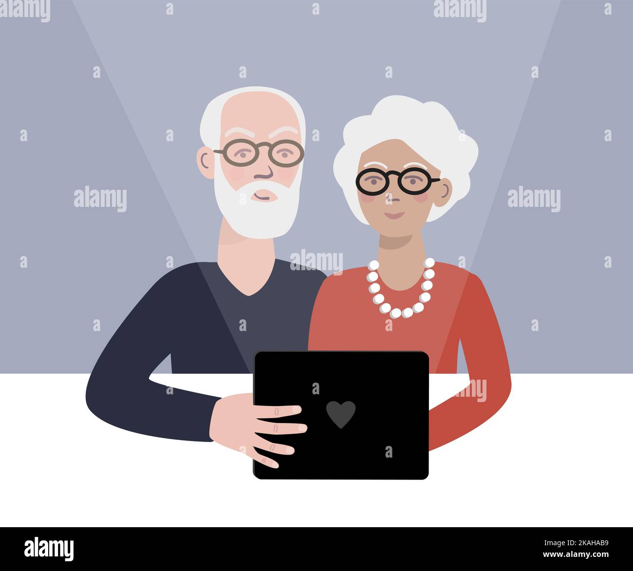 Elderly Couple Using Tablet Taking Photo Senior Citizens Using Modern