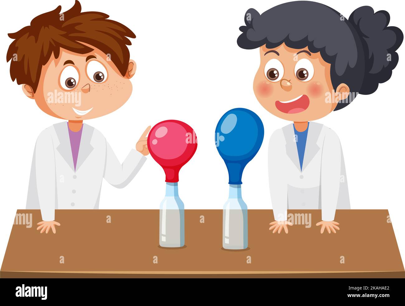 Student with baking soda and vinegar experiment illustration Stock ...