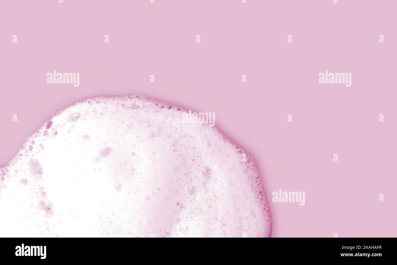 Skin care cleanser mousse foam texture. Soap, shower gel or shampoo ...
