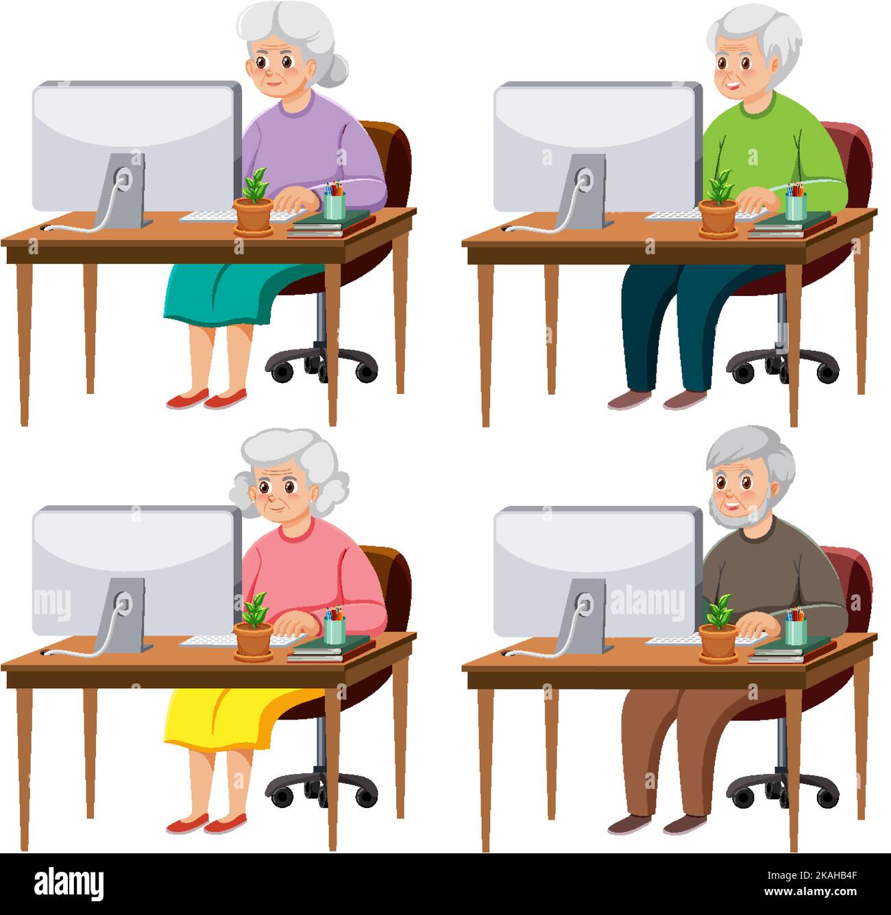 Aged man worker computer Stock Vector Images - Alamy