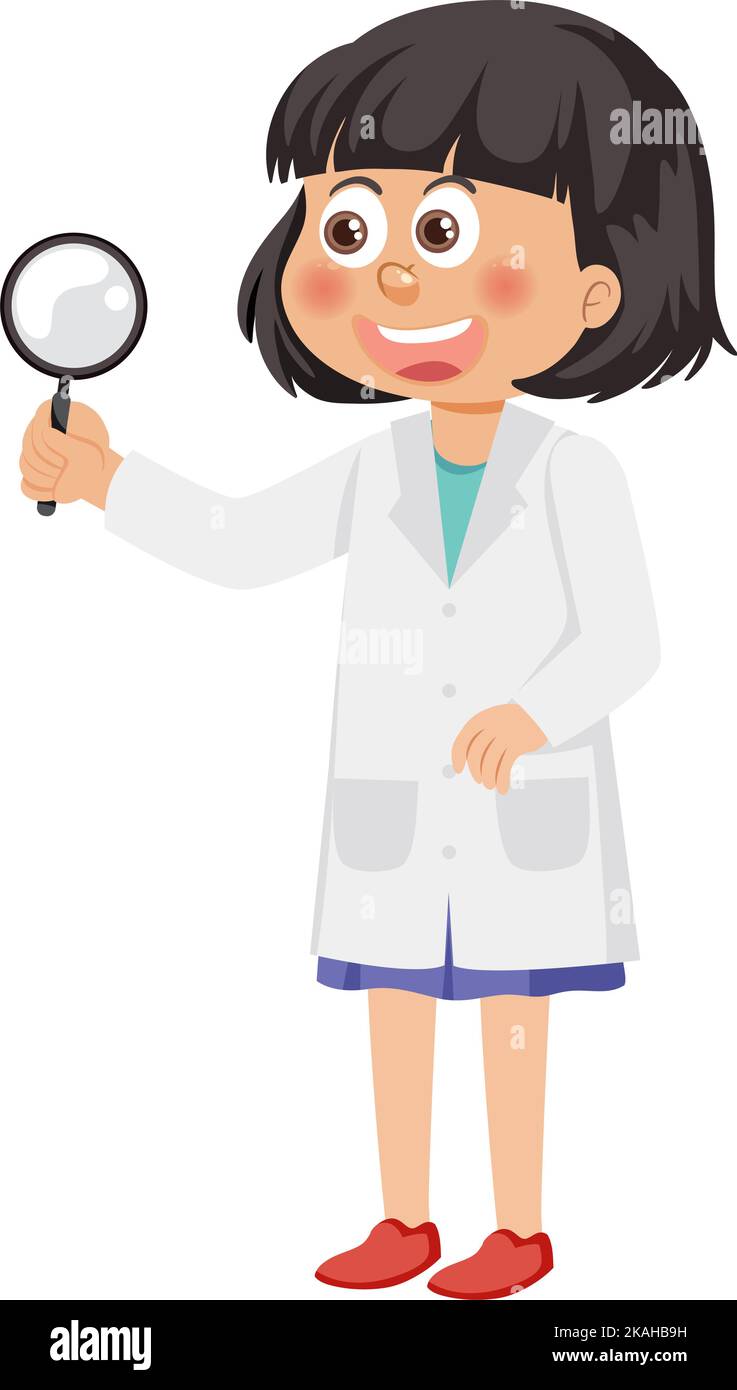Cute scientist girl cartoon character illustration Stock Vector Image ...