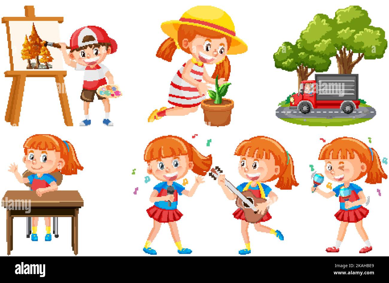 Set of children doing different activities illustration Stock Vector ...