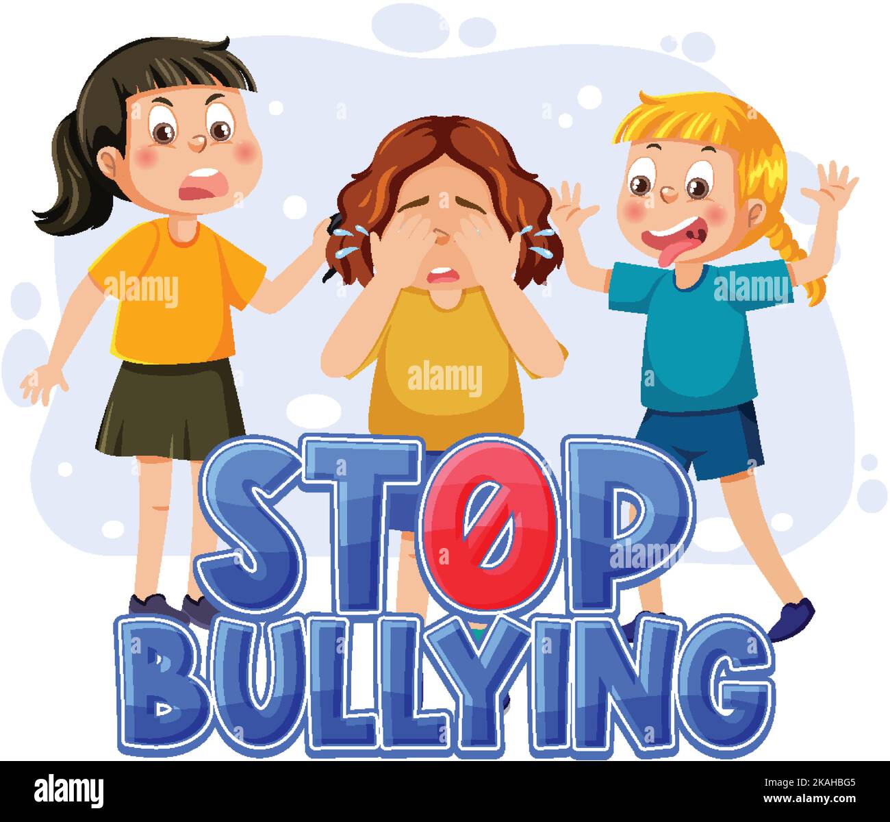 Stop Bullying text with cartoon character illustration Stock Vector ...